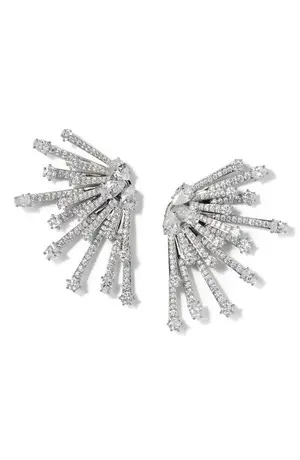 Nadri Starlet Cubic Zirconia Burst Jacket Earrings Rhodium