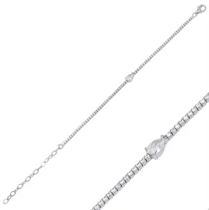 MAZIN JEWELS Pear Drop Tennis Bracelet - Silver