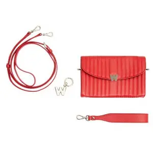 Wolf Mimi Quilted Leather Crossbody Bag With Wristlet - Red