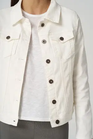 FRANNE GOLDE Classic Stretch Denim Jacket - Ivory
