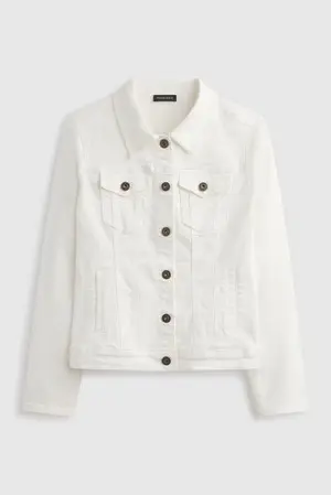 FRANNE GOLDE Classic Stretch Denim Jacket - Ivory