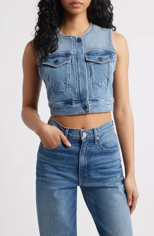 HIDDEN JEANS Crop Denim Trucker Vest