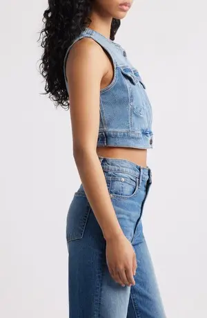 HIDDEN JEANS Crop Denim Trucker Vest