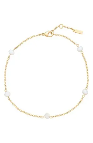ST. MORAN Freshwater Pearl Station Chain Anklet - Gold