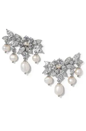 Nadri Ravish Fringe Cubic Zirconia & Cultured Pearl Drop Earrings - Rhodium