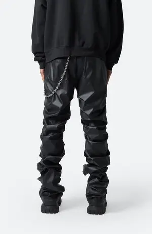 Mnml Faux Leather Stacked Pants
