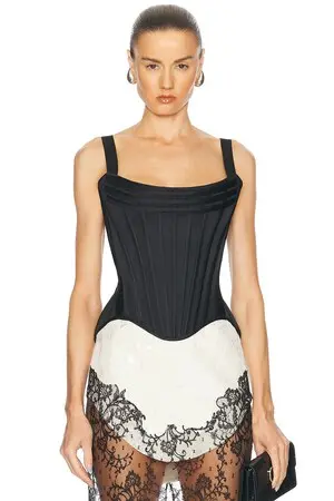 WIEDERHOEFT Zip Up Wasp Corset Top - Black