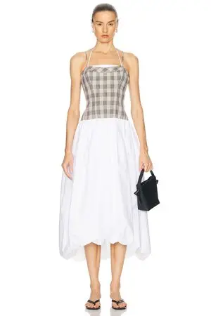 Simkhai Pfeiffer Bustier Midi Dress - Midnight Gingham