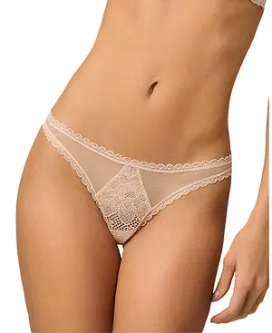 Kiki De Montparnasse Dahlia Lace Thong - Blush
