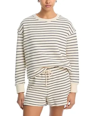 PERFECTWHITETEE French Terry Stripe Pullover Sweatshirt - Navy/natural Stripe