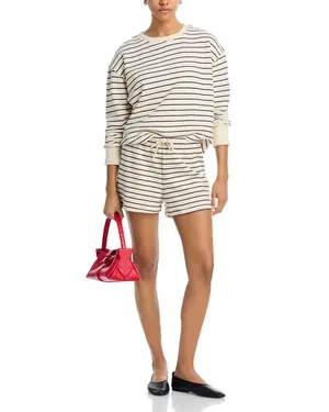 PERFECTWHITETEE French Terry Stripe Pullover Sweatshirt - Navy/natural Stripe