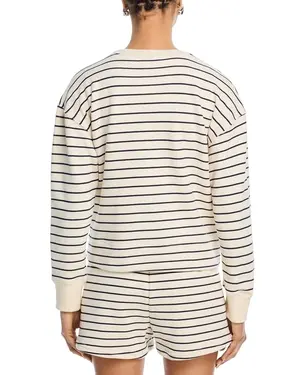 PERFECTWHITETEE French Terry Stripe Pullover Sweatshirt - Navy/natural Stripe