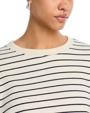 PERFECTWHITETEE French Terry Stripe Pullover Sweatshirt - Navy/natural Stripe