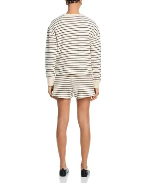 PERFECTWHITETEE French Terry Stripe Pullover Sweatshirt - Navy/natural Stripe
