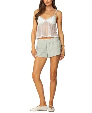 EDIKTED Sheer Lacey Babydoll Tank Top