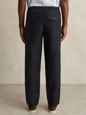 REISS Linen Drawstring Relaxed-fit Trousers