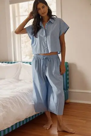 LYREBIRD Gaucho Boxer Pants - Blue Pattern