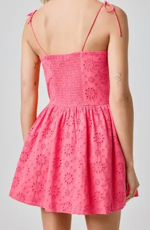 FLORENCE BY MILLS Eyelet Cotton Mini Sundress - Calypso Coral