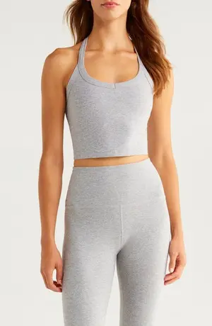 Beyond Yoga Space Dye On The Up Crop Tank - Silver Mist