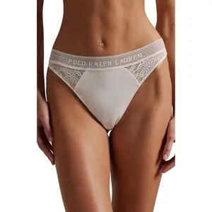 Polo Ralph Lauren Lace & Stretch Cotton Rib Thong - Garden Rose