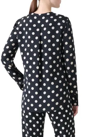 Akris Polka Dot Long Sleeve Top