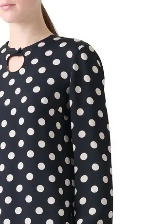 Akris Polka Dot Long Sleeve Top
