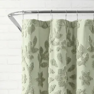 PERI HOME Chenille Laurel Shower Curtain - Sage