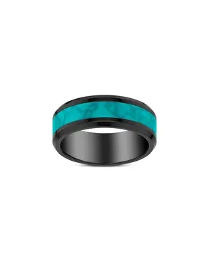 Bloomingdale'S Tungsten Ring With Turquoise Inlay