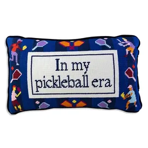 FURBISH Pickleball Era Needlepoint Decorative Pillow - Black