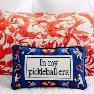 FURBISH Pickleball Era Needlepoint Decorative Pillow