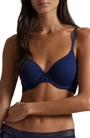Polo Ralph Lauren Underwire Lace Demi T-shirt Bra - Navy