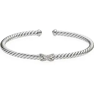 David Yurman Cable Flex X Station Bracelet - Diamond/silver