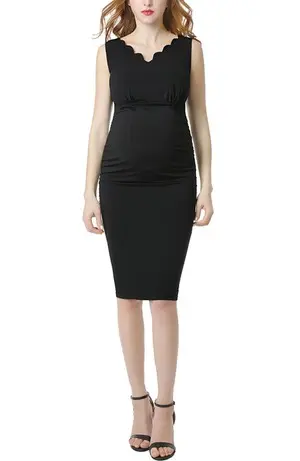 KIMI + KAI Talula Scalloped V-neck Maternity Sheath Dress - Black