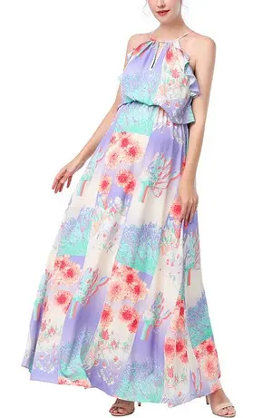 KIMI + KAI Floral Print Maternity Maxi Dress