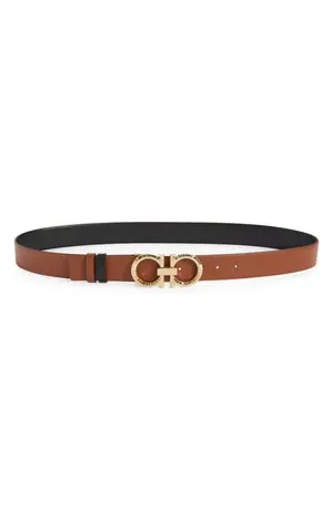 FERRAGAMO Gancio Buckle Reversible Leather Belt