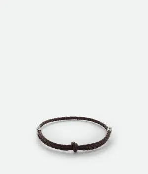 BOTTEGA  VENETA Braided Leather And Sterling Silver Bracelet