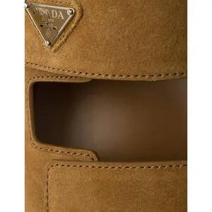 Prada Logo-embellished Suede Sandals - Brown