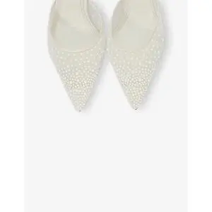 DUNE Cuddling Embellished Kitten-heel Mesh Mules