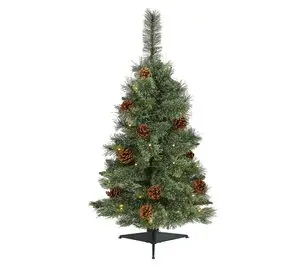 NEARLY NATURAL 3' White Pine Christmas Tree Wit H 50 Lights - One-color
