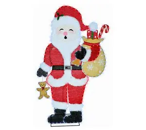 FRASER HILL FARM 5-ft. Pre-lit Tinsel Santa Cla Us Decoration - One-color