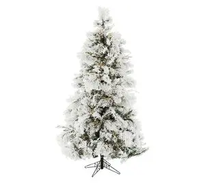 FRASER HILL FARM 4-ft. Flocked Snowy Pine Chris Tmas Tree - One-color