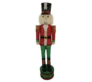 FRASER HILL FARM 6' Prelit Tinsel Nutcracker In Door Or Outdoor - One-color