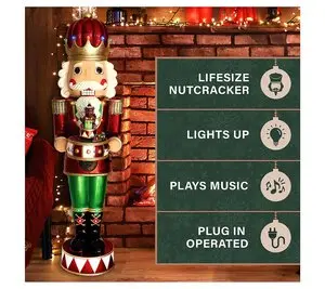 FRASER HILL FARM 4' Metallic Nutcracker Statuewith Led Light