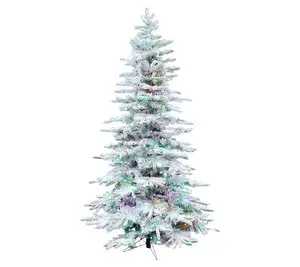 FRASER HILL FARM 6.5 Ft. Flocked Pine Valley Pr E-lit Tree - One-color