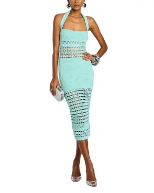 Retrofete Jaycee Crochet Midi Dress - Metallic Seychelles