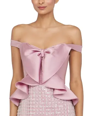 Theia Cynthia Draped Bow Bodice Gown