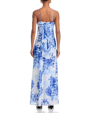 Aqua Printed Spaghetti Strap Maxi Dress
