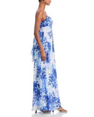 Aqua Printed Spaghetti Strap Maxi Dress