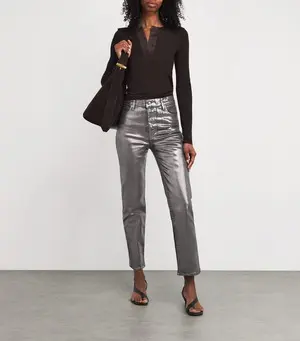 FRAME Le Sleek Coated Straight Jeans