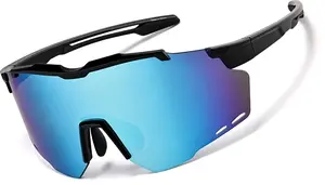 Zenni Sunglasses With Plastic Frame Black With Sky Blue Mirror
